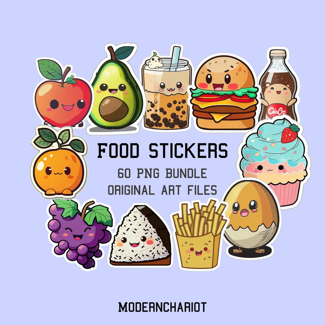 Food Stickers Clip Art, 60 High Quality Pngs, Transparent Background ...
