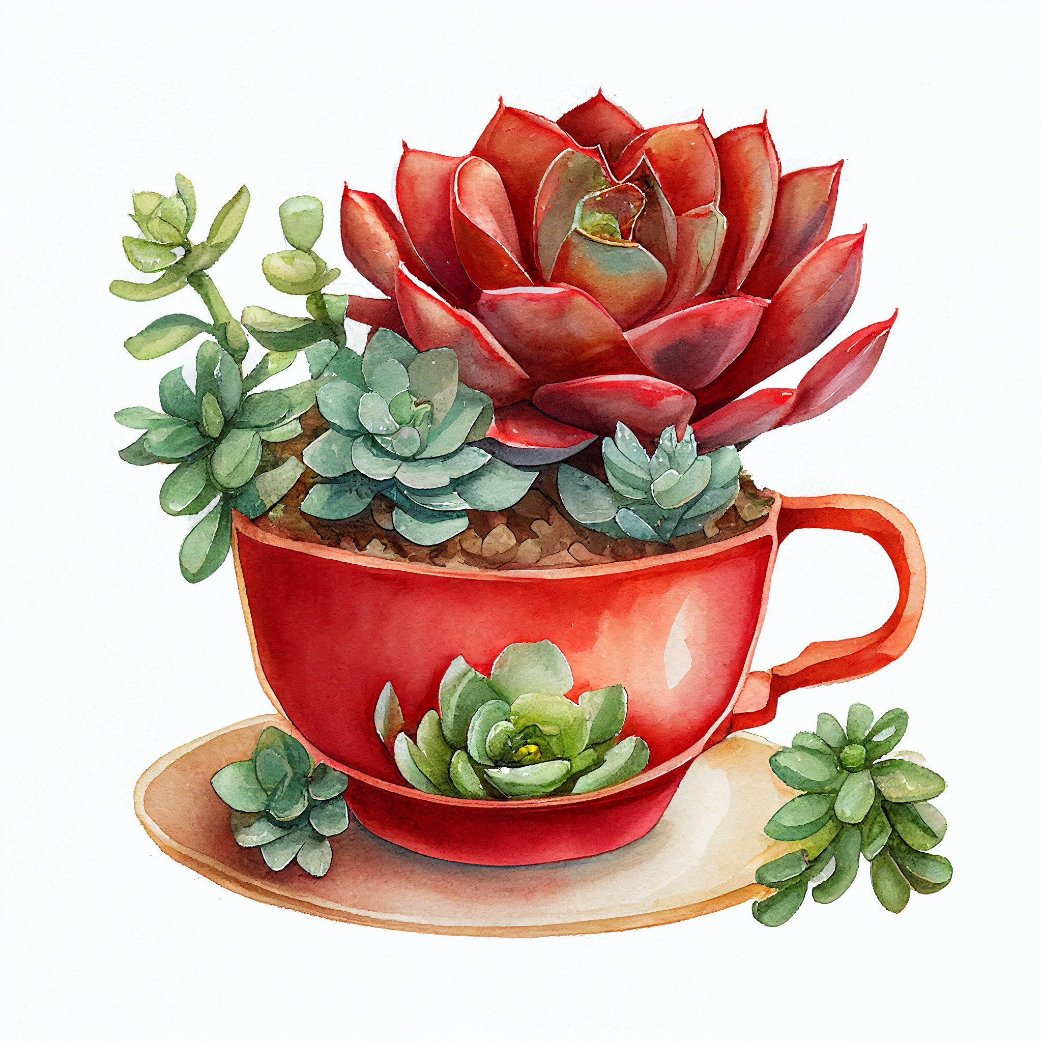 Succulent in A Teacup Clip Art 25 High Quality Pngs - Etsy