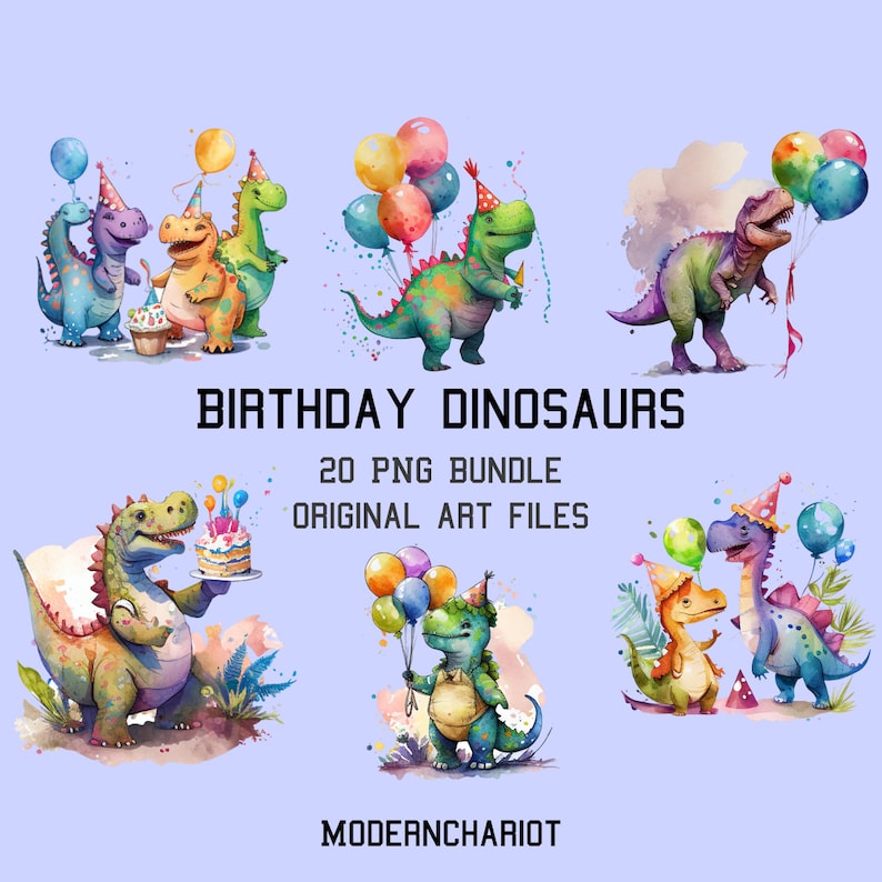 Birthday Dinosaurs Clip Art, 20 High Quality Pngs, Transparent ...