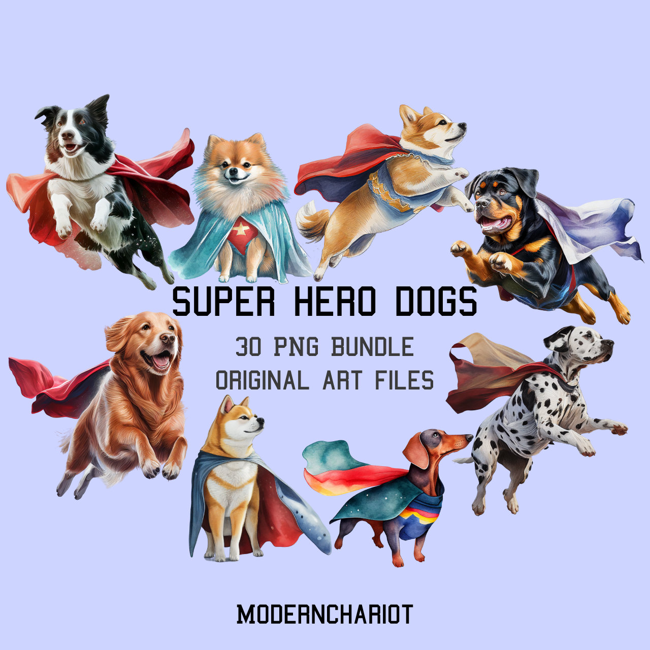 Super Hero Dogs Clip Art, 30 High Quality Pngs, Transparent Background ...
