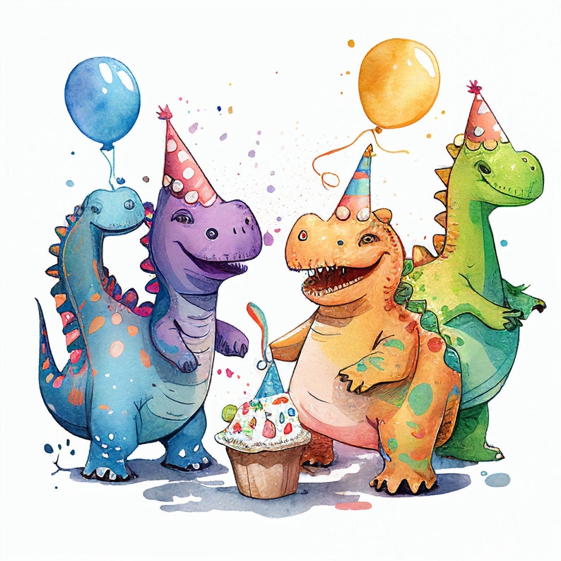 Birthday Dinosaurs Clip Art, 20 High Quality Pngs, Transparent ...