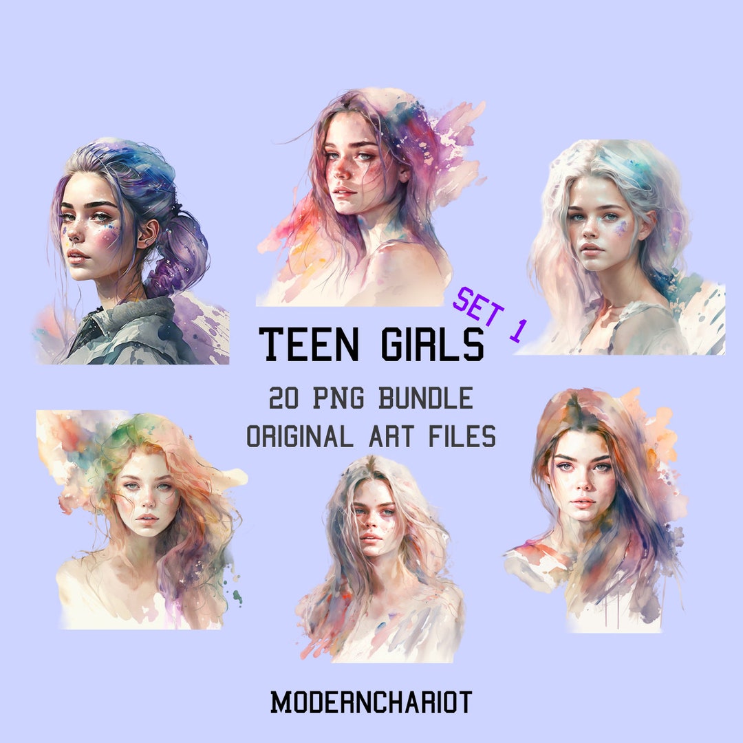 Teen Girls Clip Art Set 1, 20 High Quality Pngs, Transparent Background ...