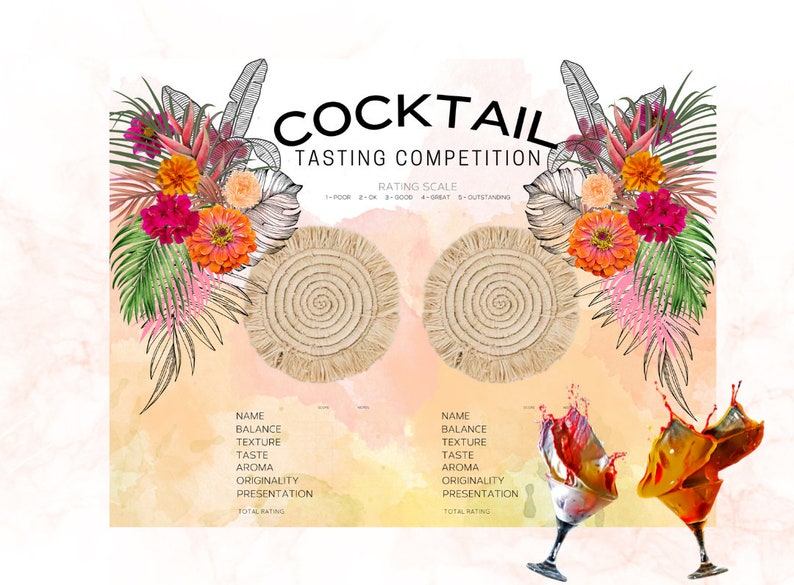 Cocktail Competition Tasting Score Card Printable, Cocktail Tasting ...