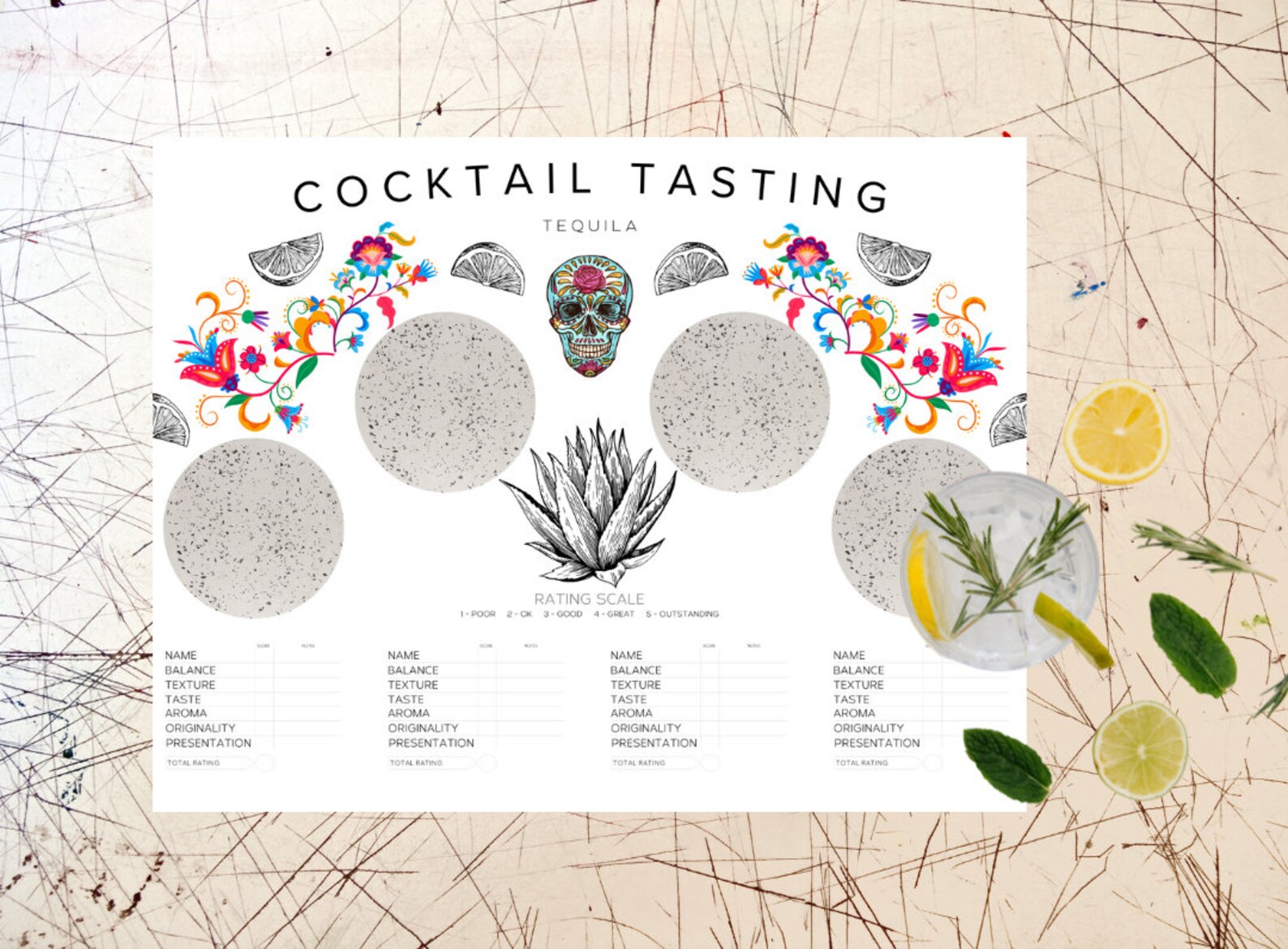 Cocktail Competition Tasting Score Card Printable, Cocktail Tasting ...