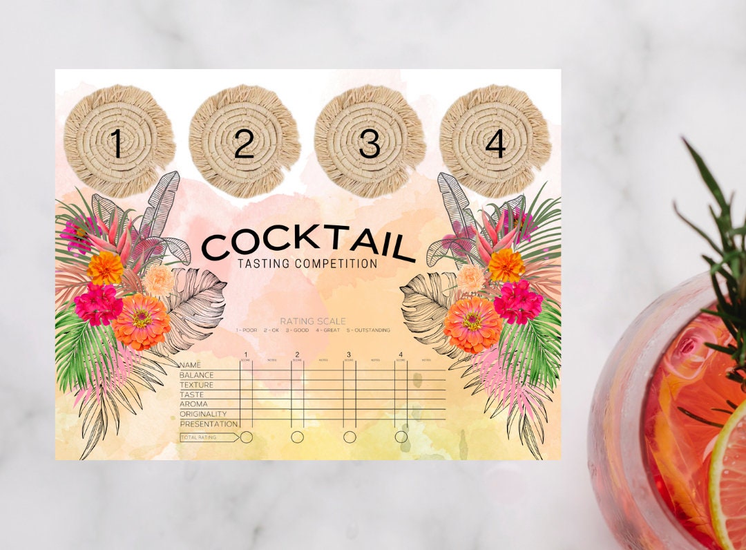 Cocktail Competition Tasting Score Card Printable, Cocktail Tasting ...