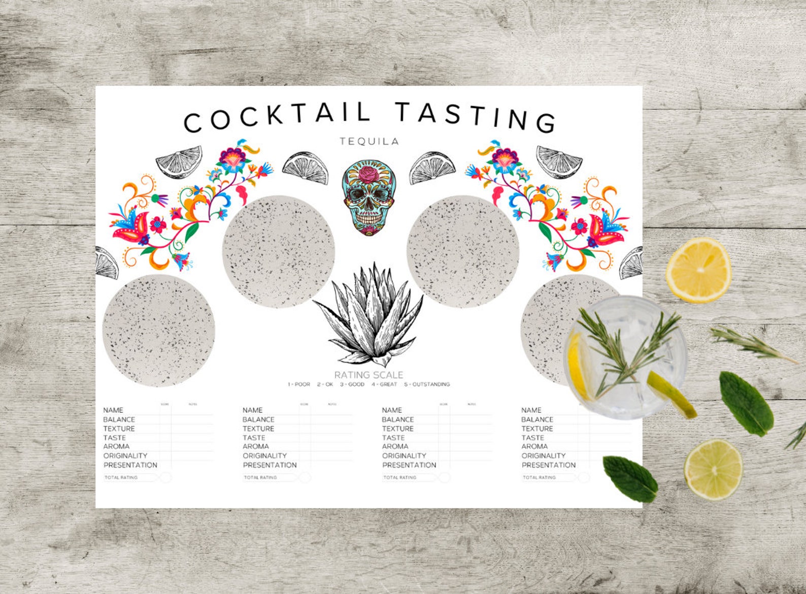 Cocktail Competition Tasting Score Card Printable, Cocktail Tasting ...
