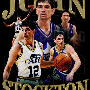 John Stockton 90s Bootleg Shirt John Stockton Vintage Basketball T ...