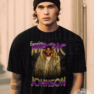 Magic Johnson Shirt for Men Women Vintage Basketball Shirt Bootleg T ...