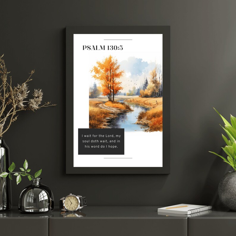 Psalm 130:5 Christian Art Modern Bible Verse Wall Art - Etsy