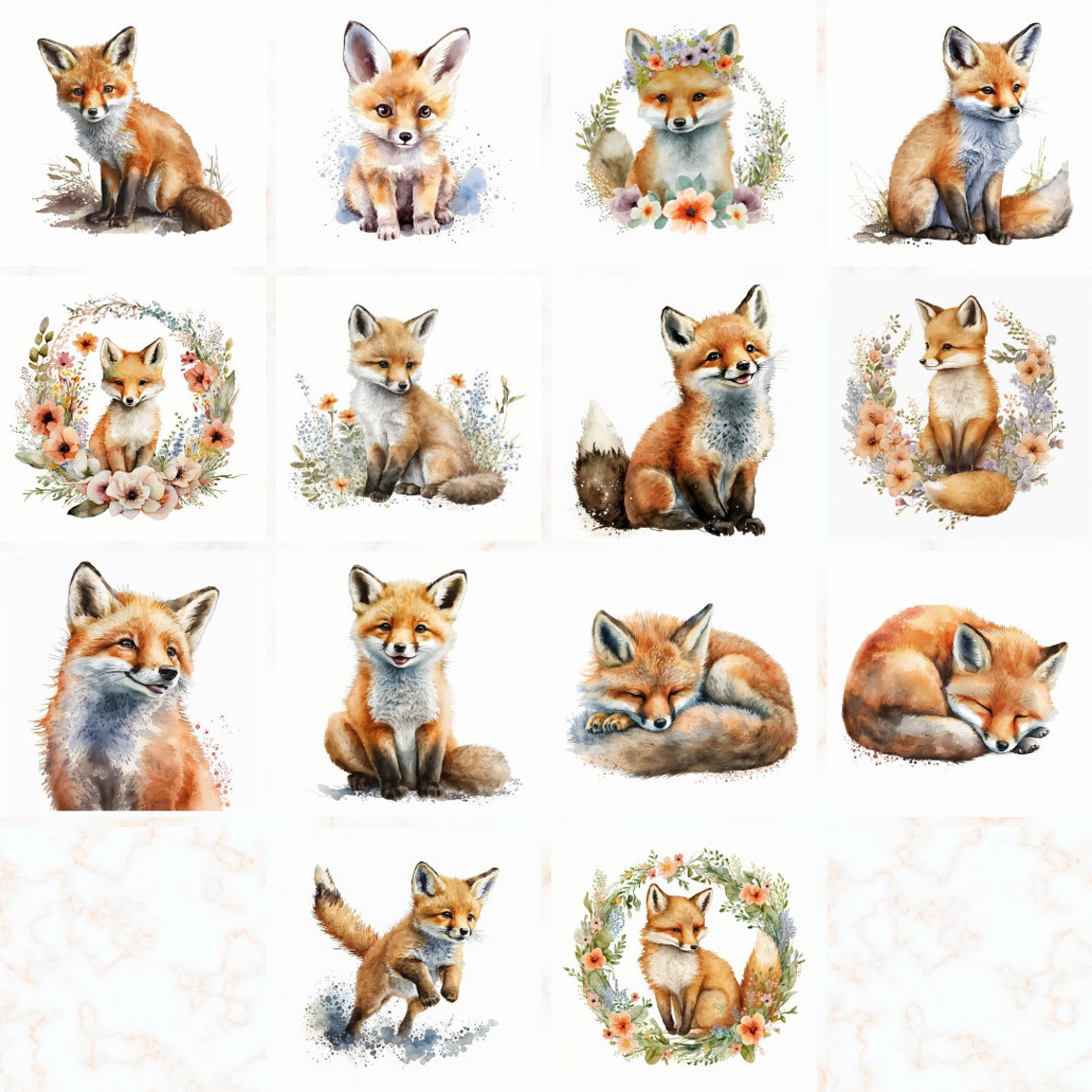 Watercolor Baby Fox Clipart, Baby Fox Watercolor, Woodland Animal Baby ...