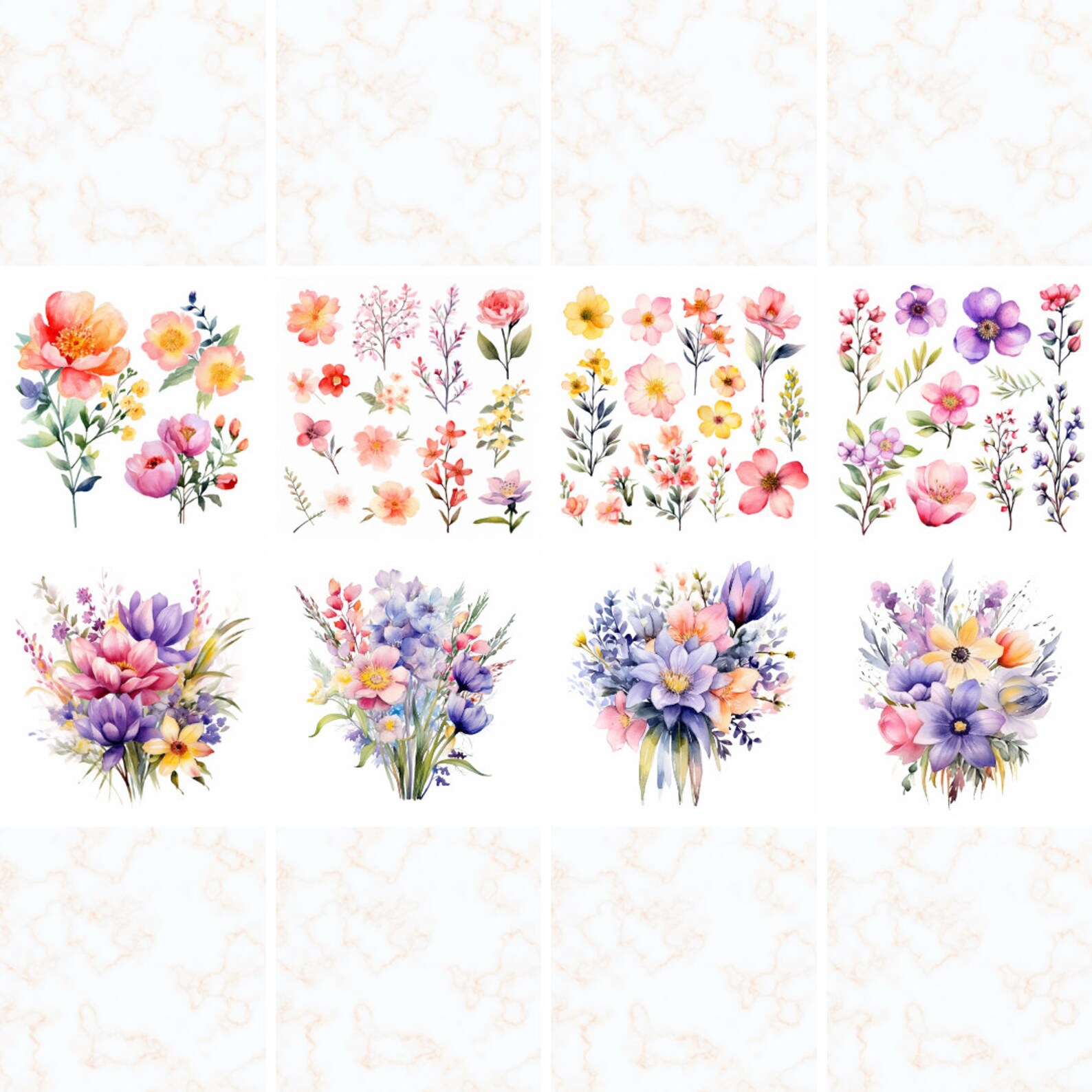 Watercolor Spring Flowers, Wild Flowers, Flower Arrangement DIY ...
