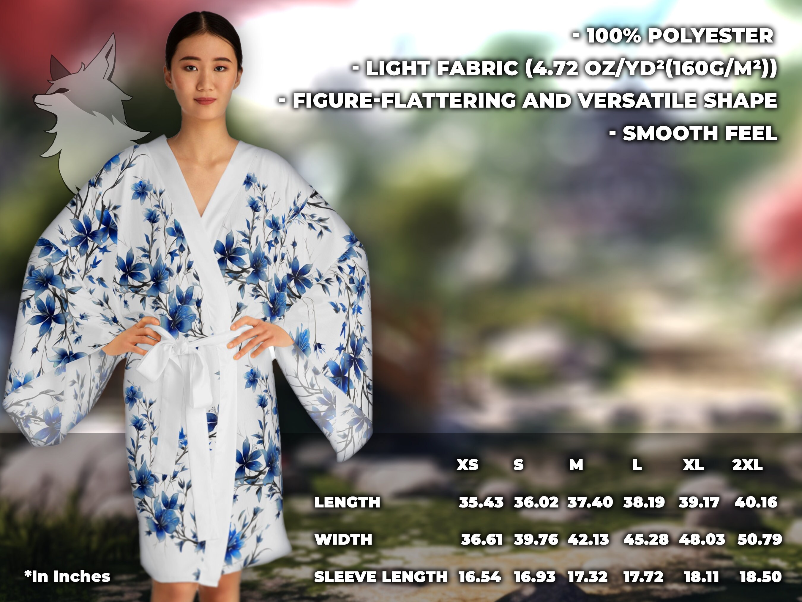 Kimono Robe Blue Bluestar Flower Ladies Dress Traditional Style ...