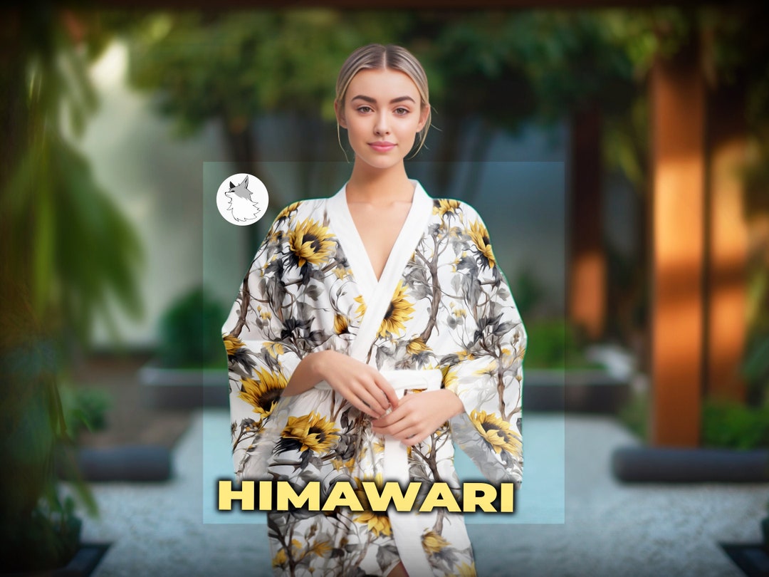 Kimono Robe Yellow Sunflower Flower Ladies Dress Traditional Style ...