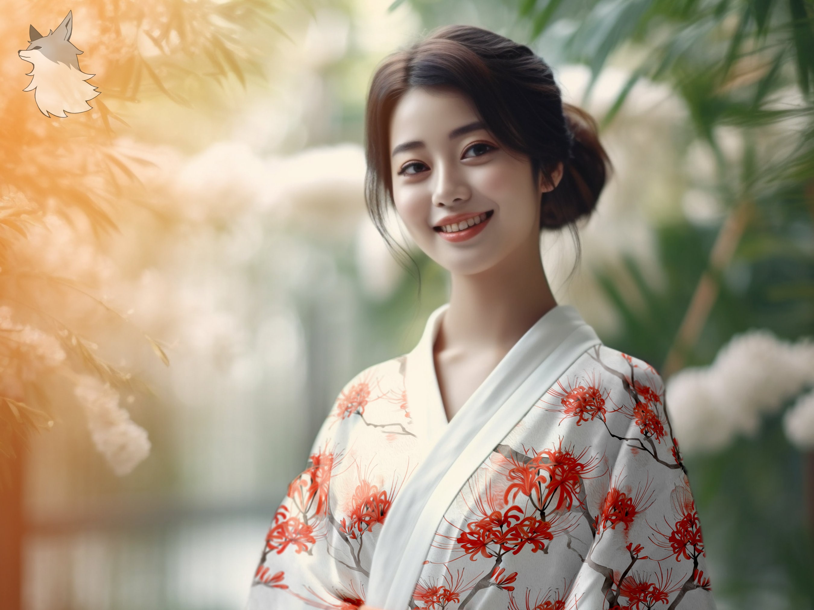 Kimono Robe Red Higanbana Spider Lily Flower Ladies Dress Traditional ...