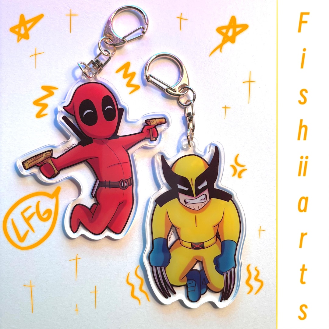 Deadpool & Wolverine Acrylic Keychain Set: Superhero Couple Gifts - Etsy