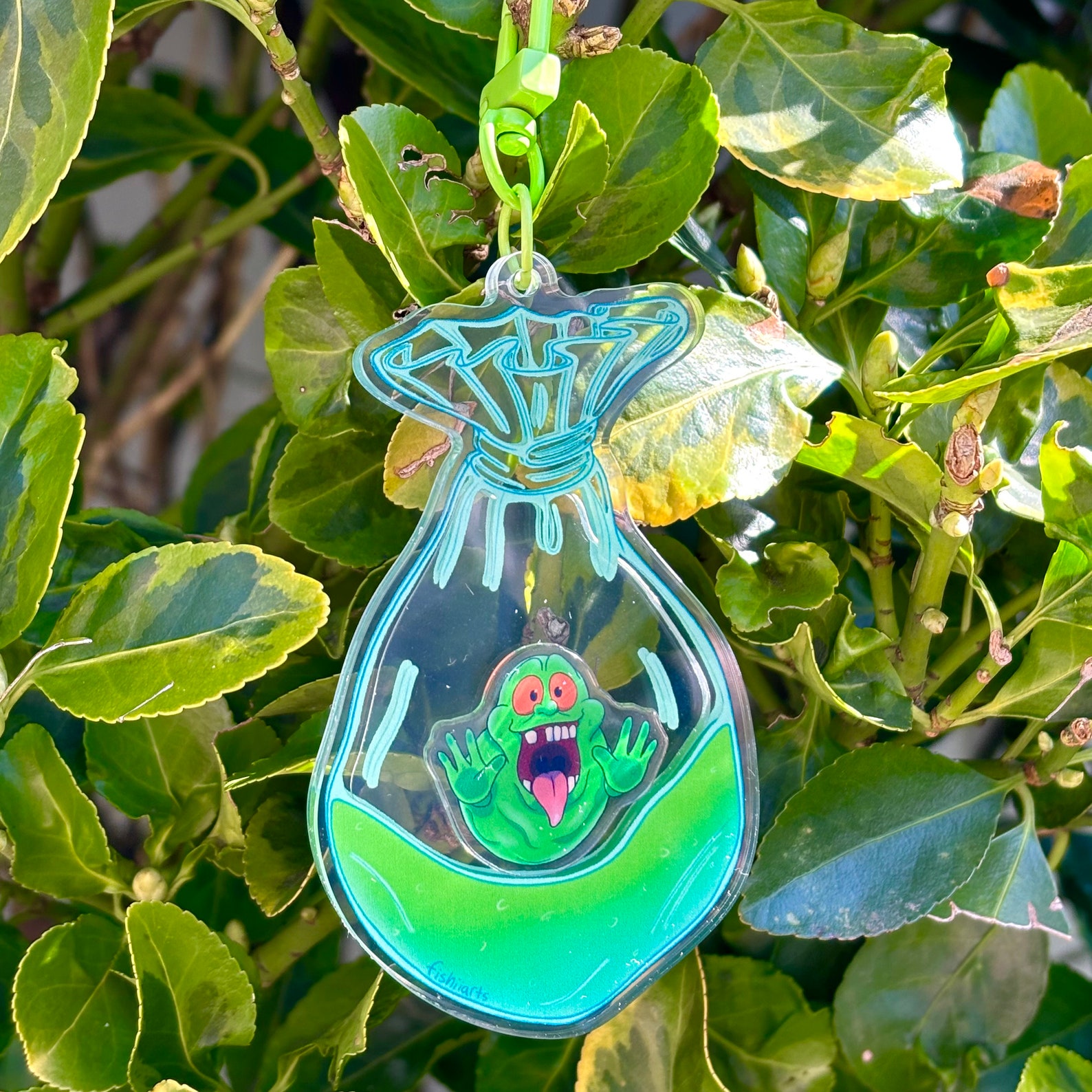 Slimer From Ghostbusters Shaker Acrylic Charm/keychain Cute Silly Green ...