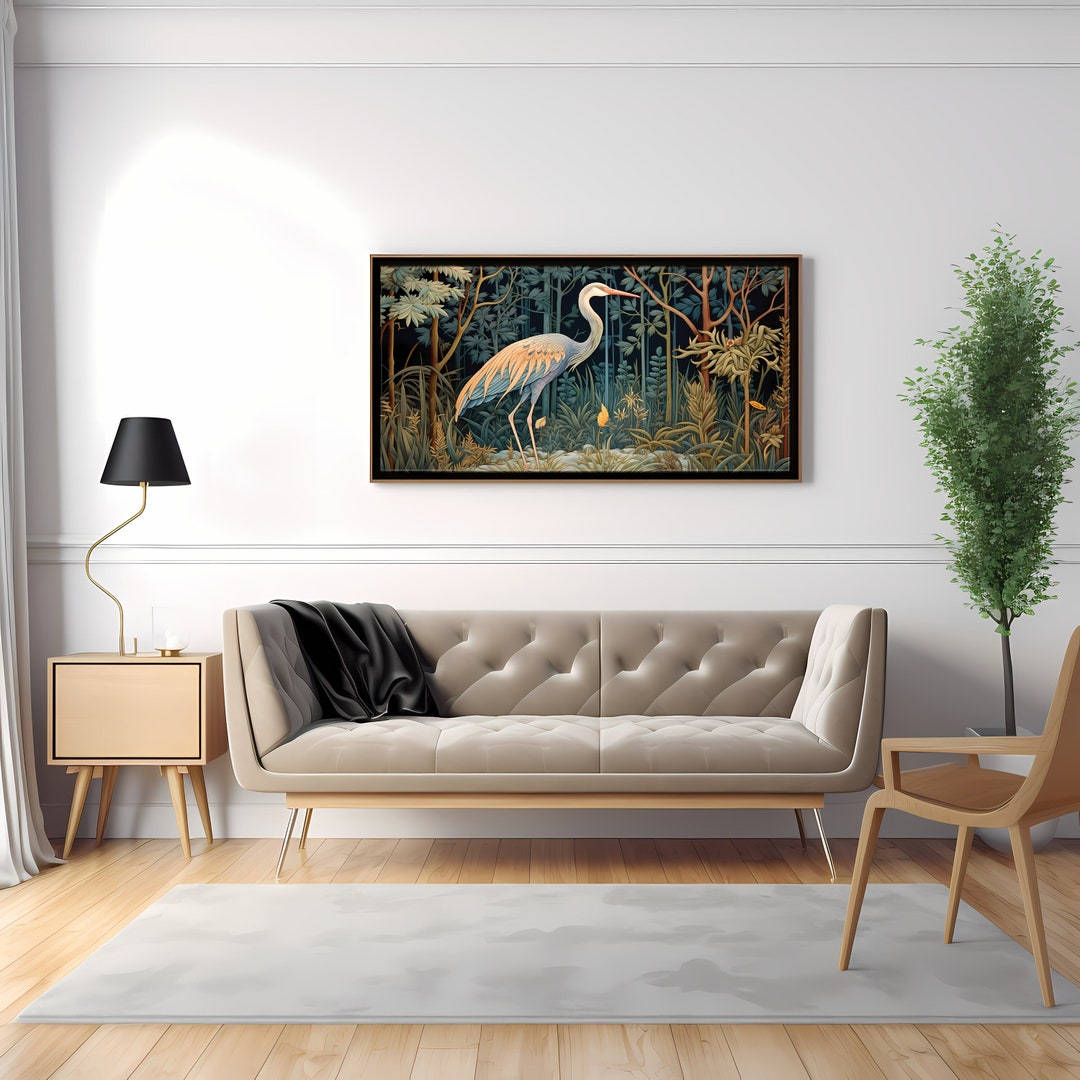 Wall Decor, Crane in Forest, Wide Format Art, PRINTABLE Wall Art ...