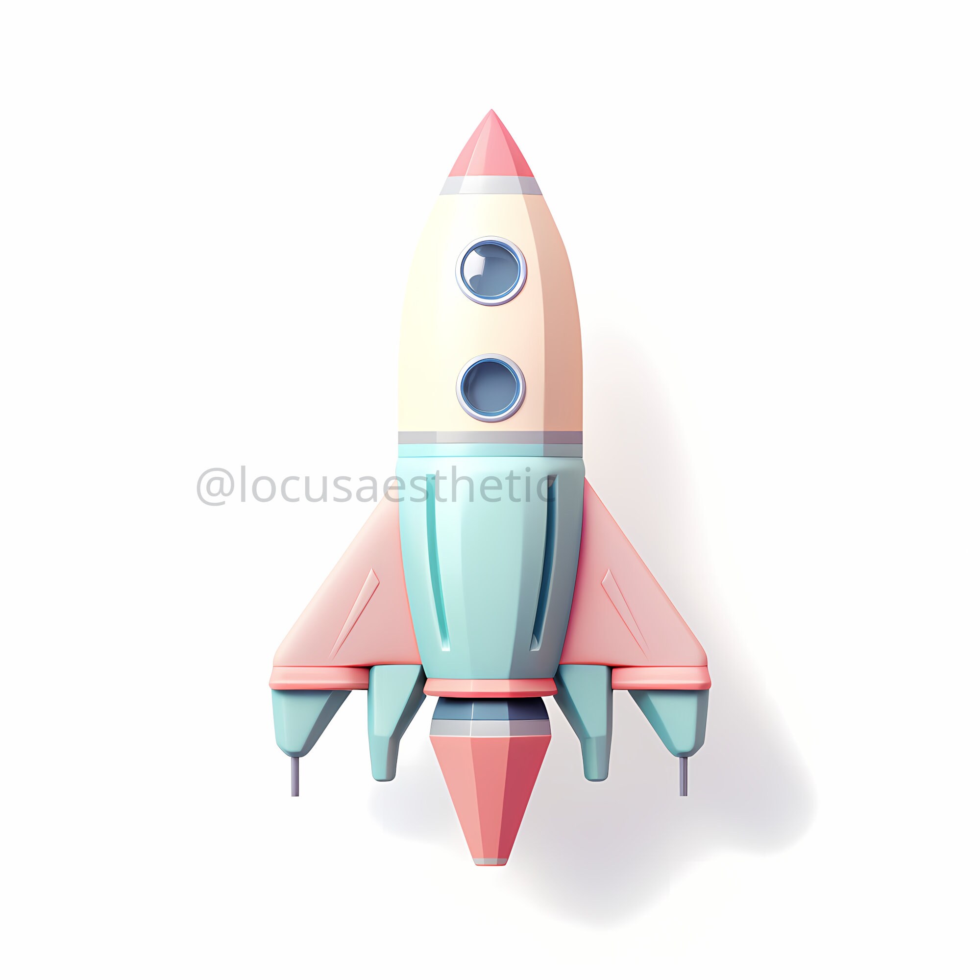 Rocket Ships, Set of 6, Pastel Colored Space Themed Nursery Colorful ...
