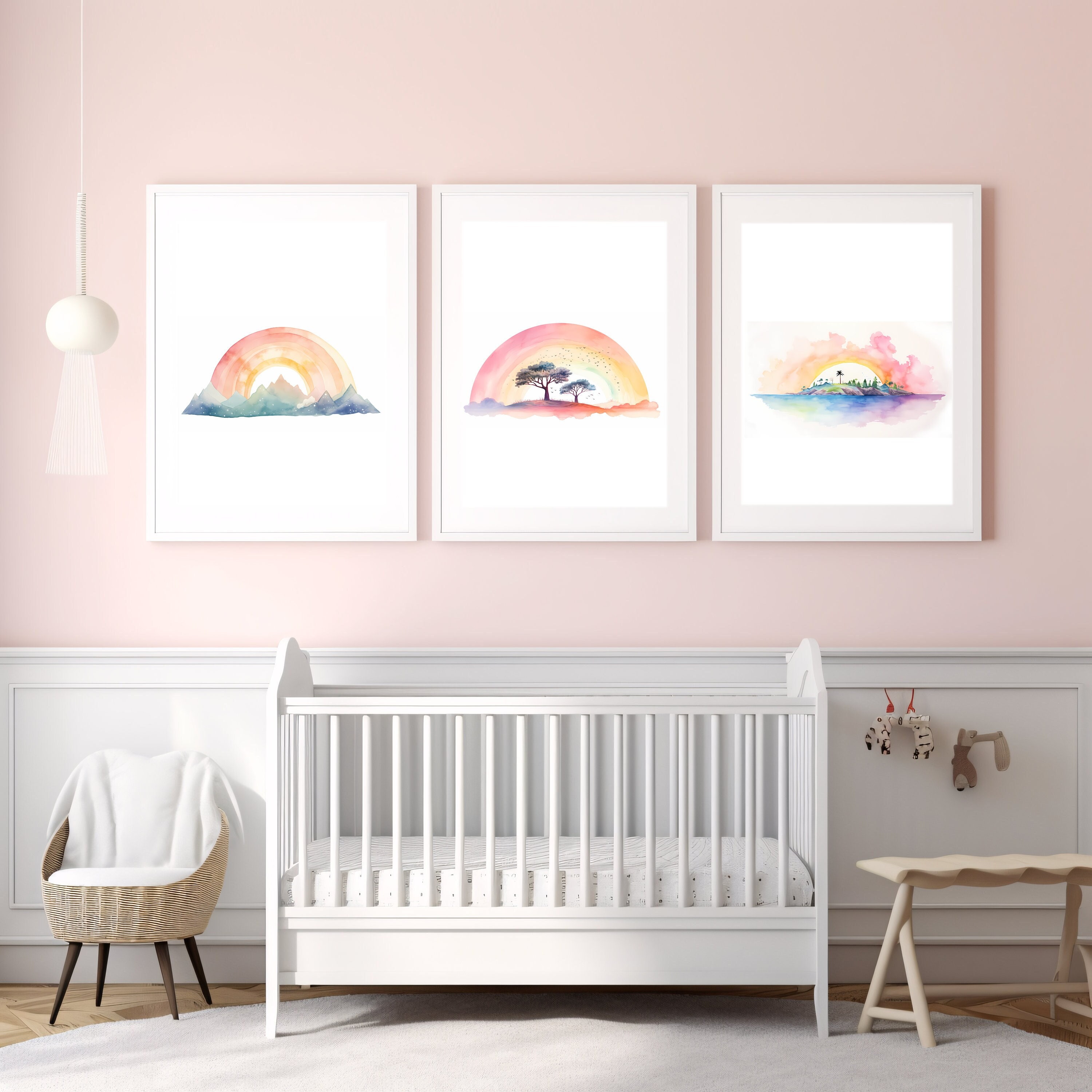 Nursery Decor Rainbow Watercolor Prints, PRINTABLE Wall Art, Set of 3 ...