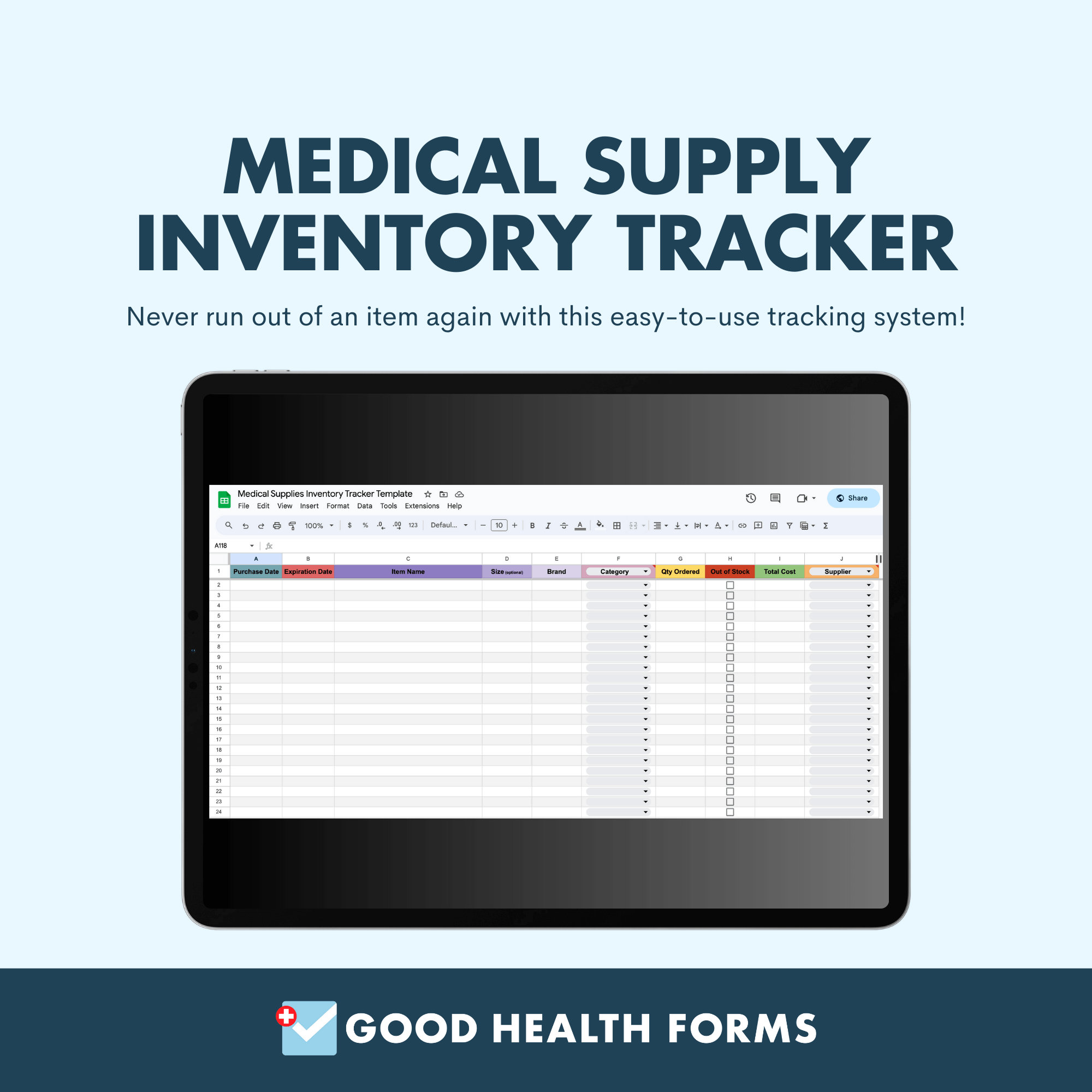 Medical Supply Inventory Tracker Digital Template Google Sheets - Etsy