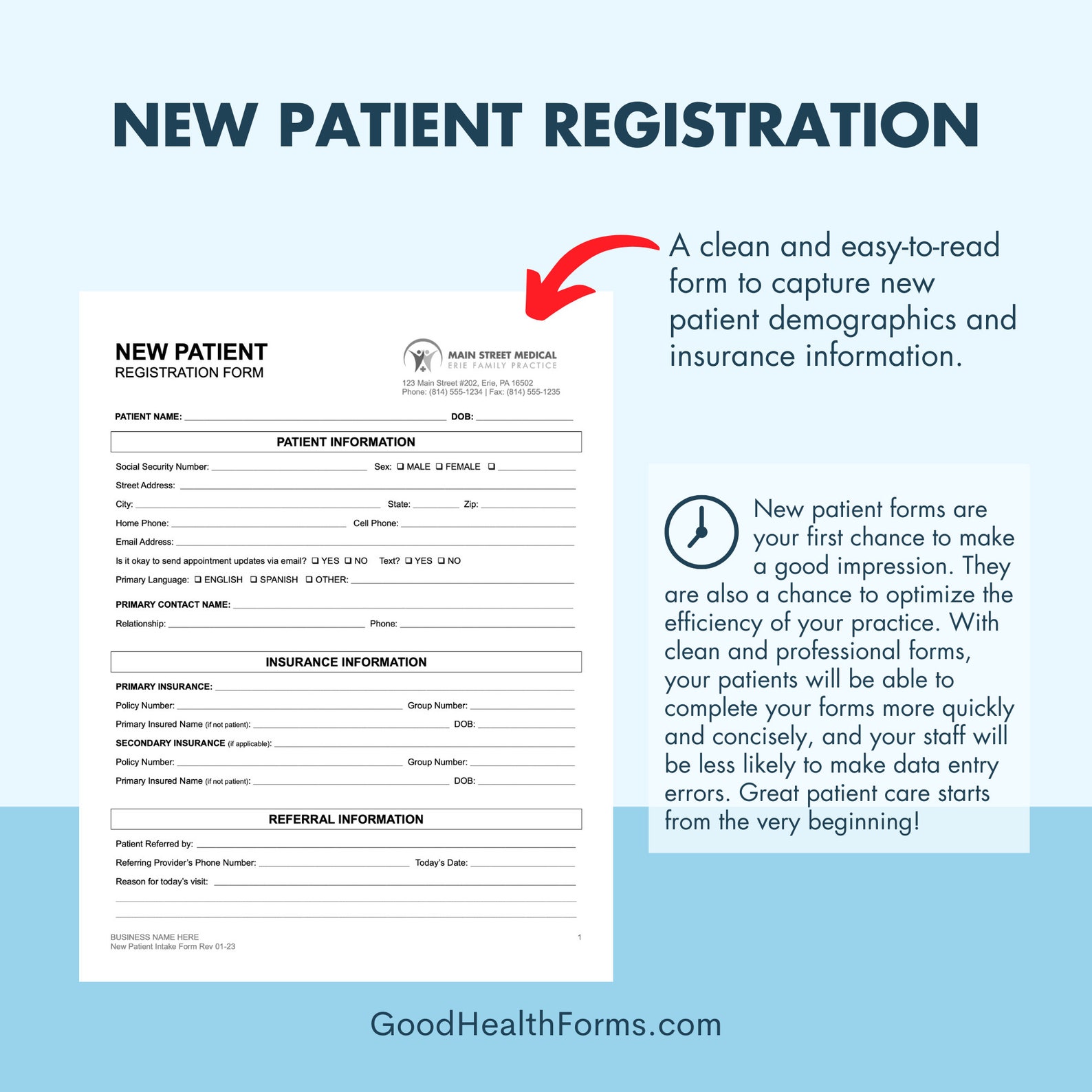 New Patient Registration Form Template, Healthcare Office (digital ...