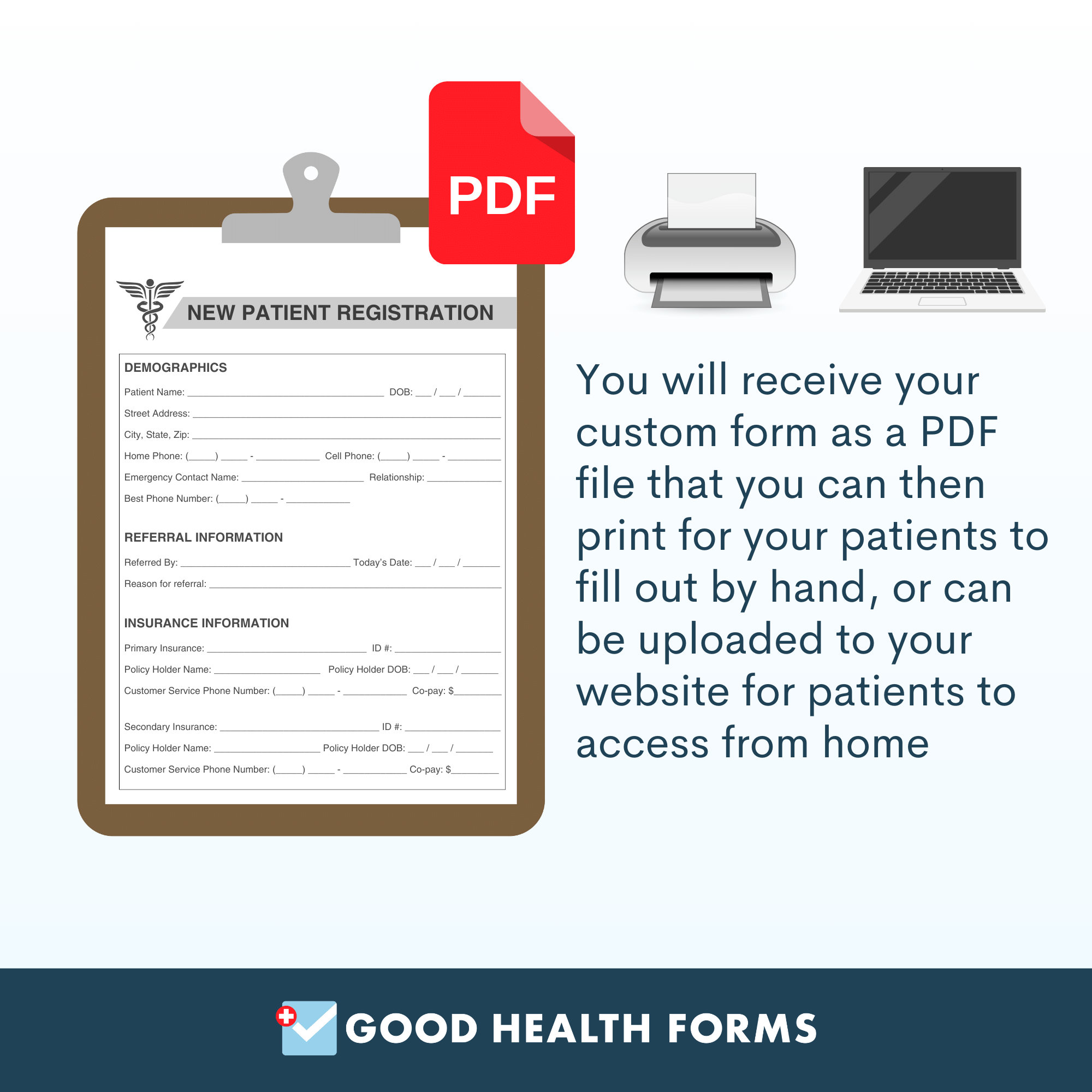 ONE PAGE Custom Form for Healthcare Medical Practice New Patient Intake ...