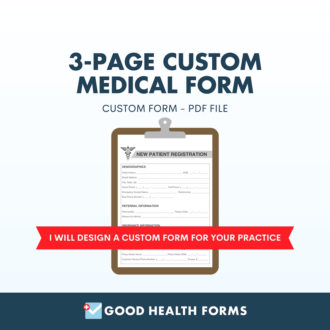 THREE PAGE Custom Form for Healthcare Medical Practice New Patient ...