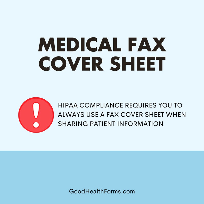 Medical Fax Cover Sheet for Health Care Office Printable Digital ...