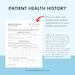 Patient Health History Template for Health Care Office Printable ...