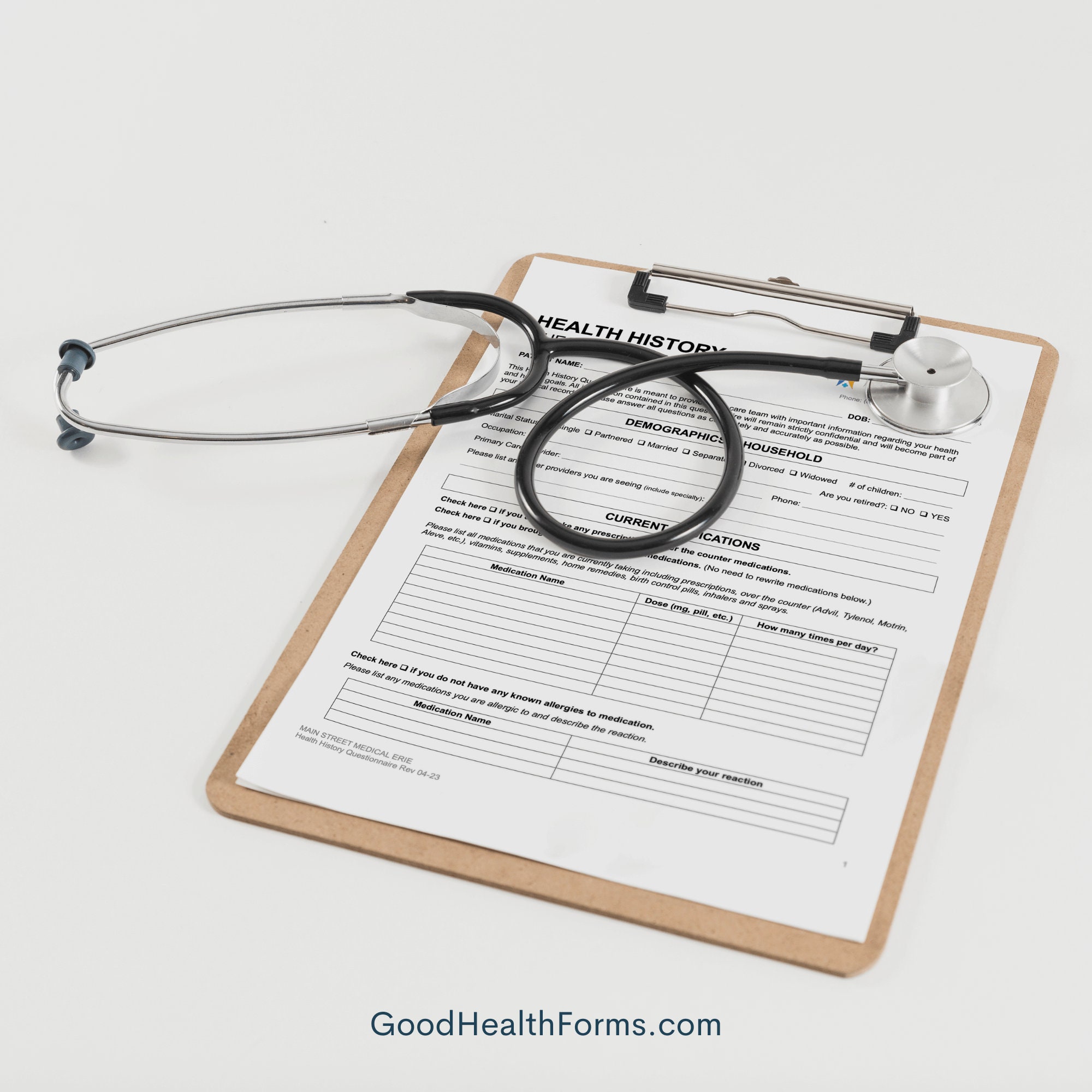 Patient Health History Template for Health Care Office Printable ...