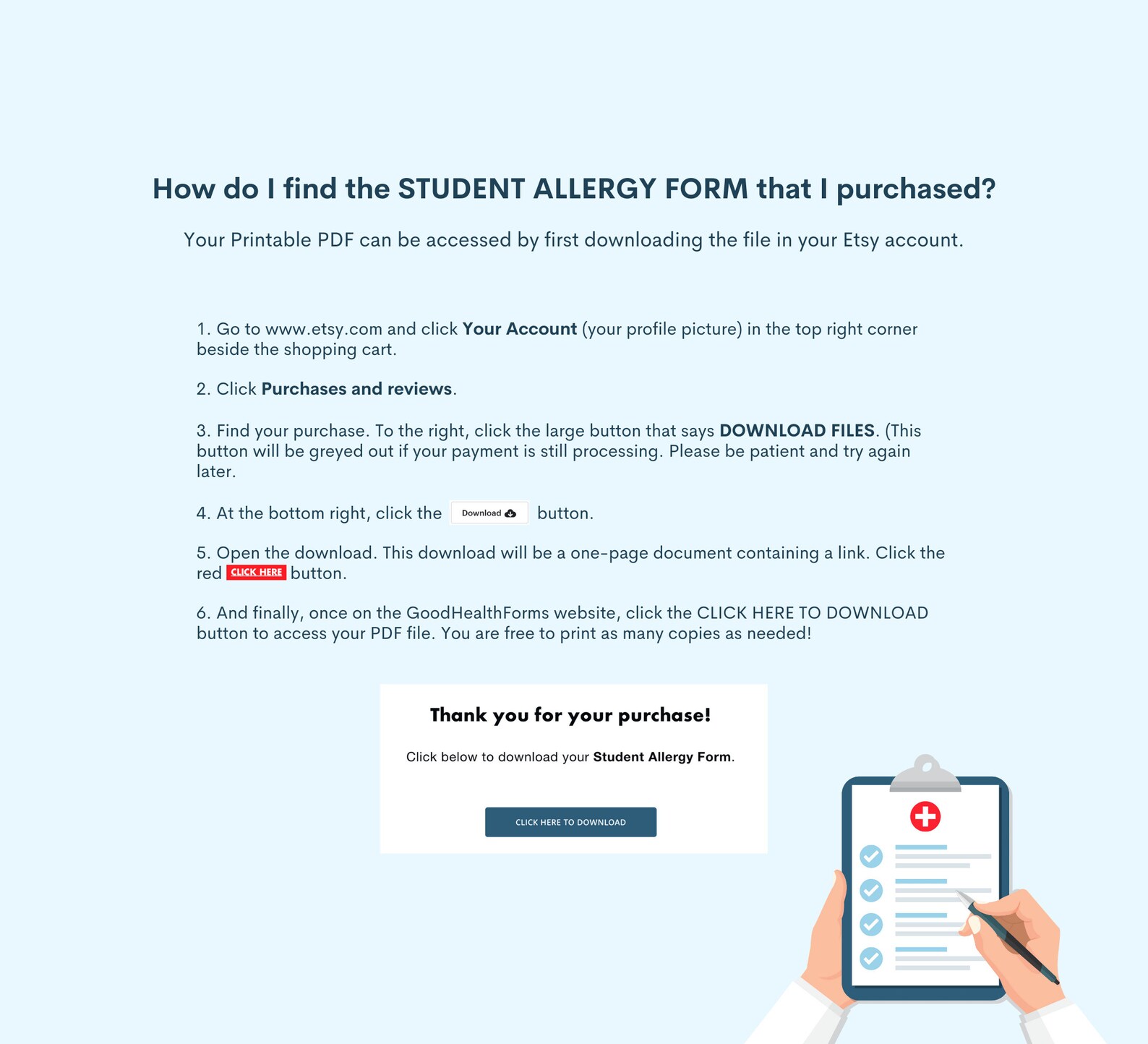 Student Allergy Form Printable PDF for Schools, Daycares, Childcare ...