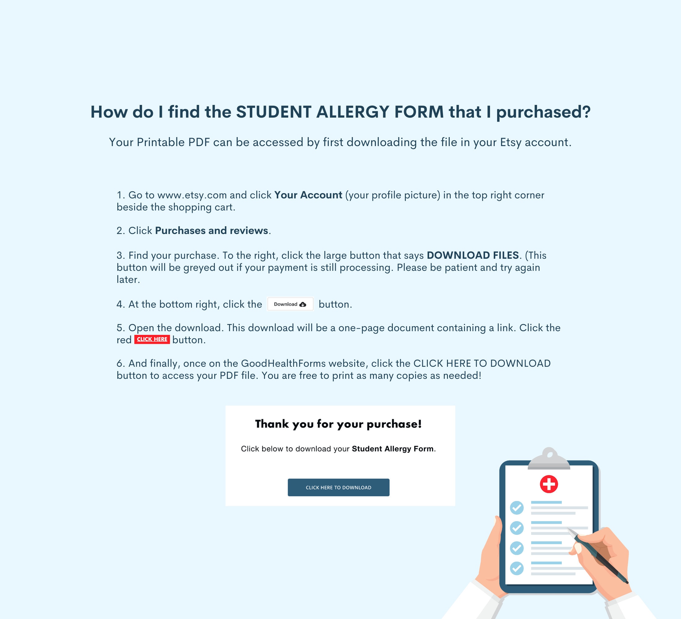 Student Allergy Form Printable PDF for Schools, Daycares, Childcare ...