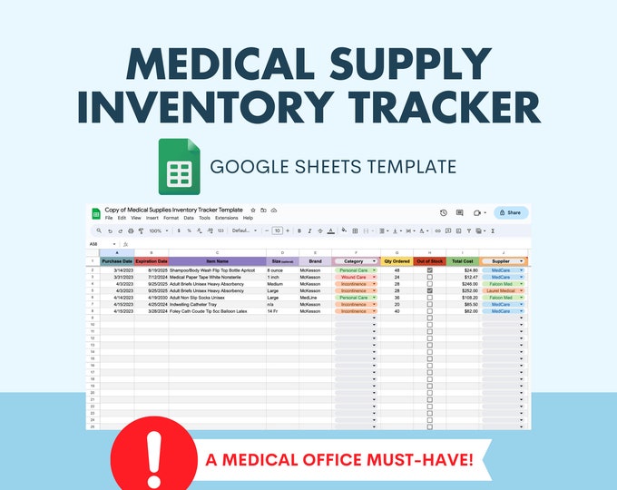 Medical Supplies Inventory PDF - Etsy