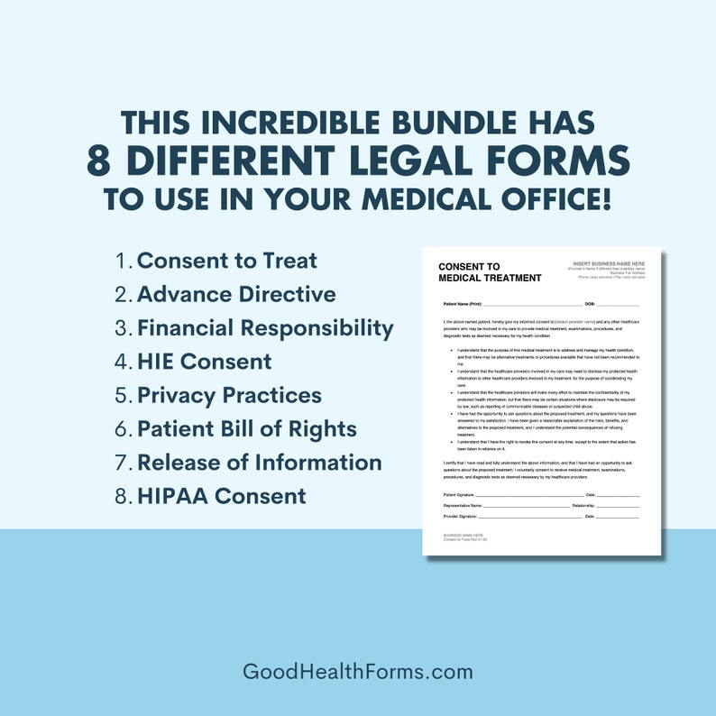 Medical Office Legal Forms Bundle: HIPAA, Consent (digital Download) - Etsy