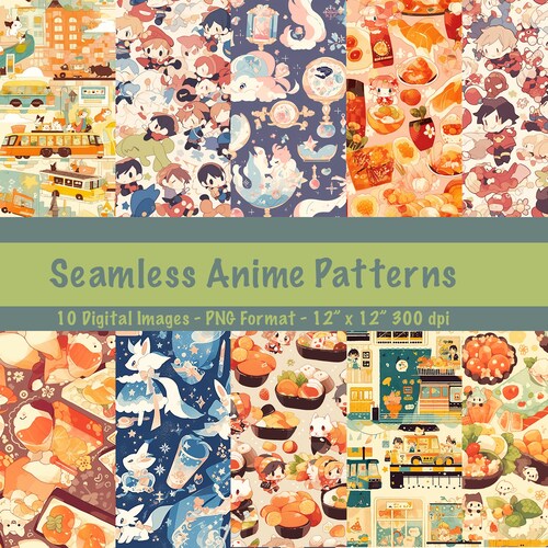 Anime Digital Seamless Patterns: Unique Designs for - Etsy