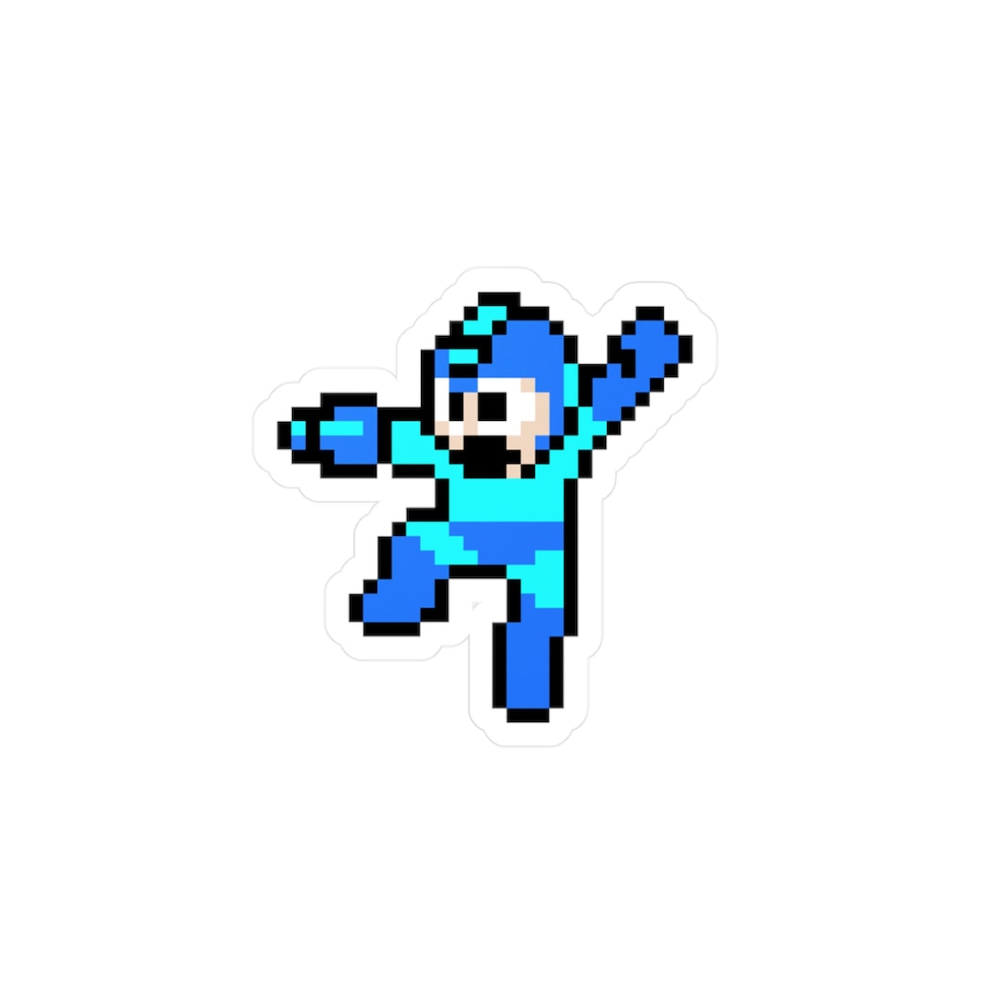 8-bit Mega Man Jumping - Kiss-cut Vinyl Decals (left Facing) - Etsy