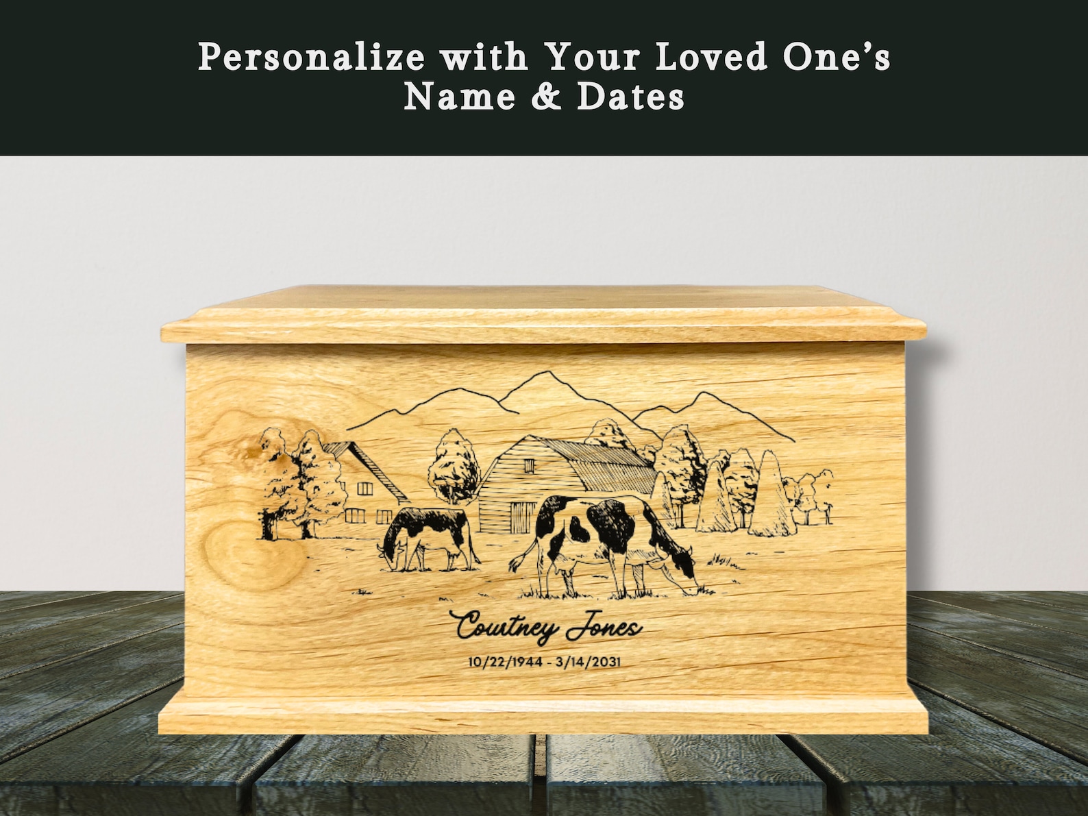 Farm Life Memorial Urn | Farmer's Farewell | Wood Cremation | Handmade ...