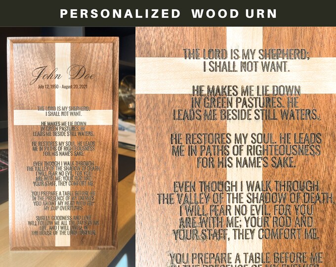 Psalm 23 Custom Wood Urn, Bible Verse Urn, Personalized Bible Verse Urn ...