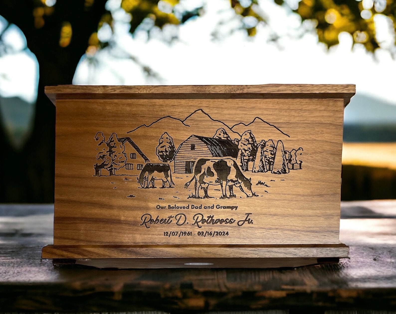 Farm Life Memorial Urn Farmer's Farewell Wood Cremation Handmade ...