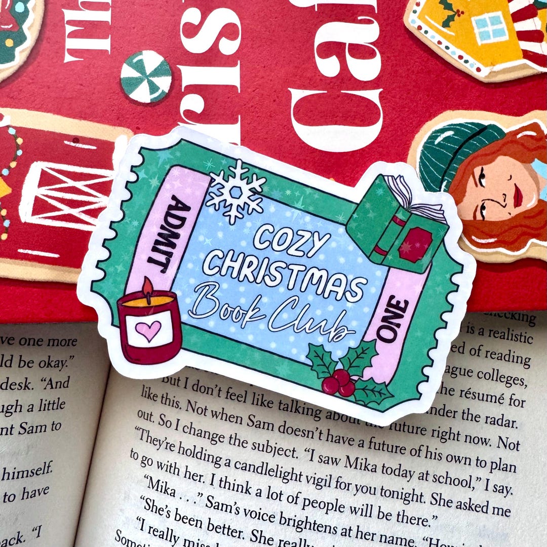 Cozy Christmas Book Club Holographic Sticker | Christmas Bookish ...