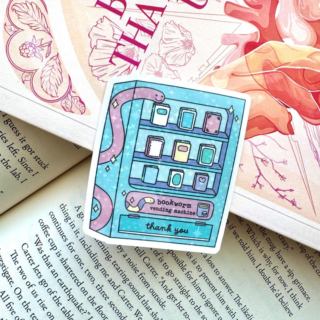 Bookworm Vending Machine Holographic Sticker | Bookish Stickers, Kindle ...