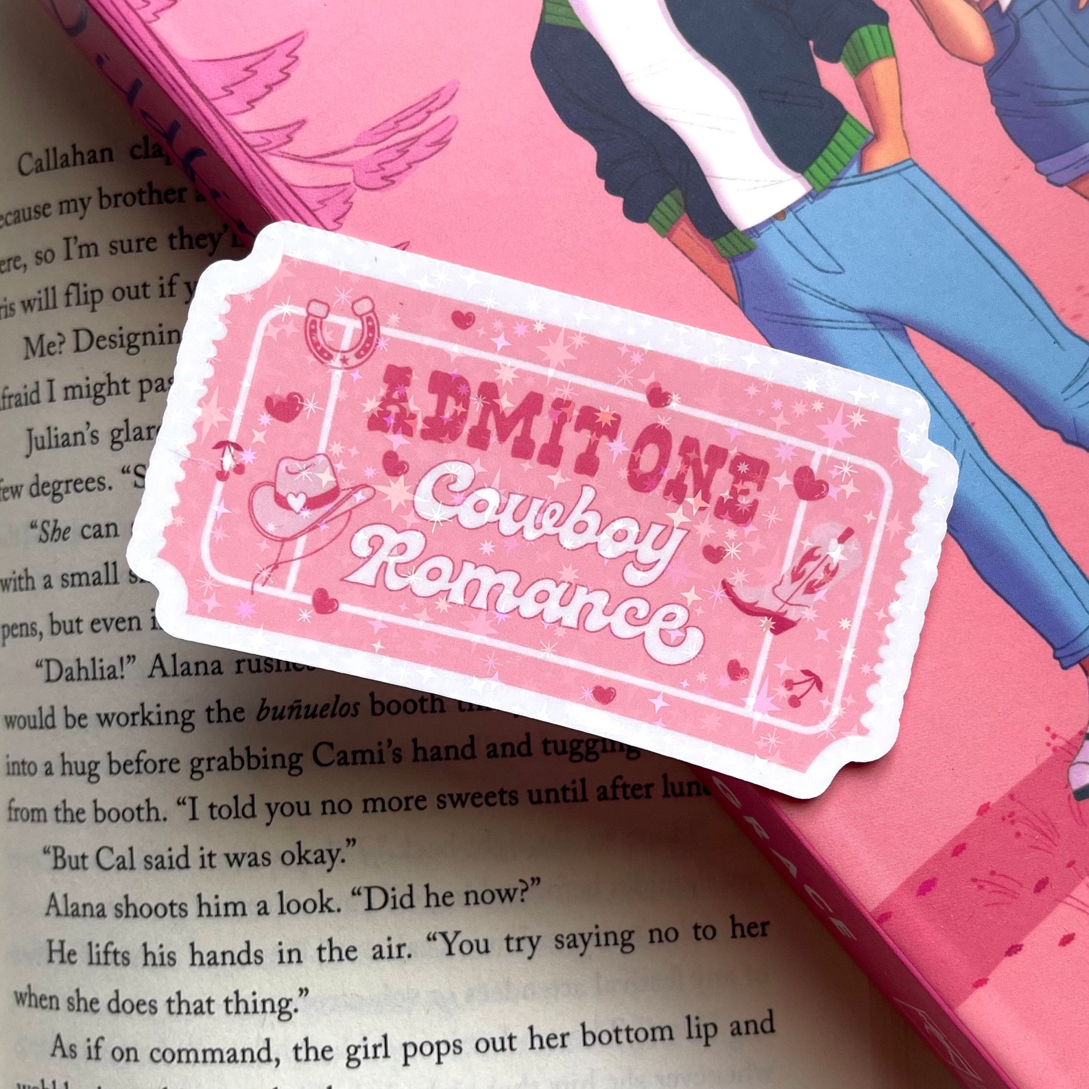Cowboy Romance Trope Admission Ticket Holographic Sticker | Bookish ...