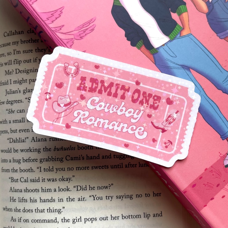 Cowboy Romance Trope Admission Ticket Holographic Sticker Bookish, Book ...