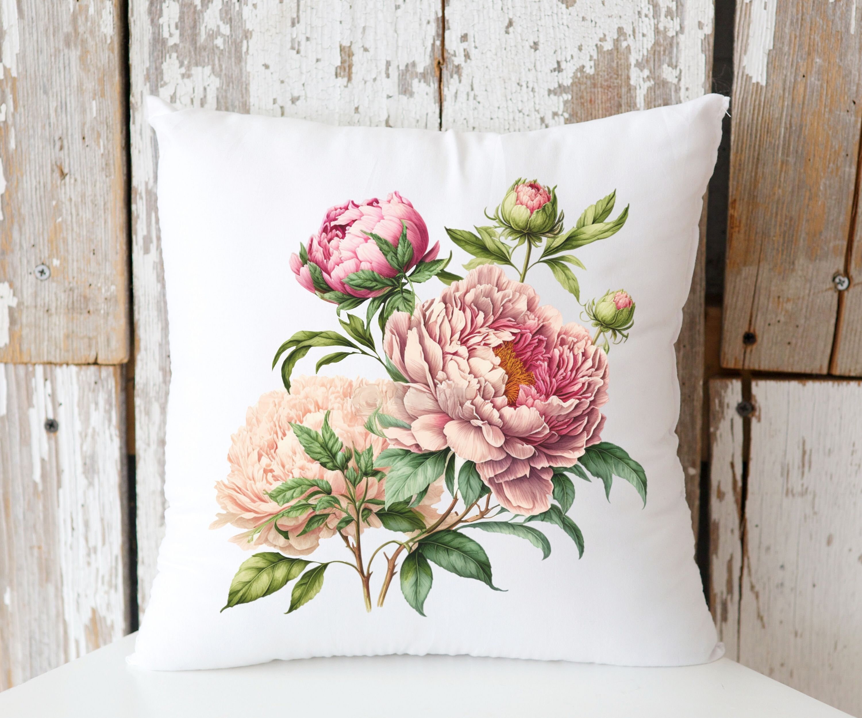 Decorative Throw Pillow Peony Flower Throw Pillows Decorative Flower ...