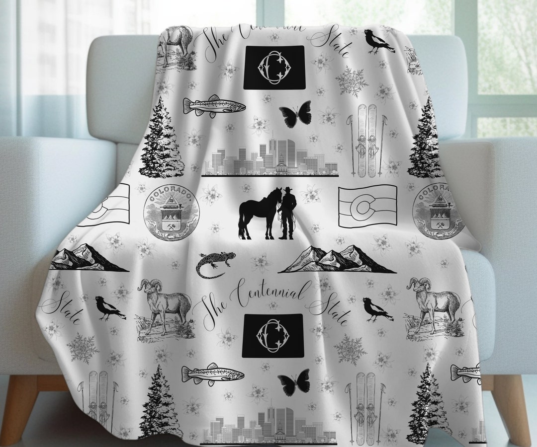 Colorado Toile Throw Blanket | Custom Colorado Gift | Colorado ...