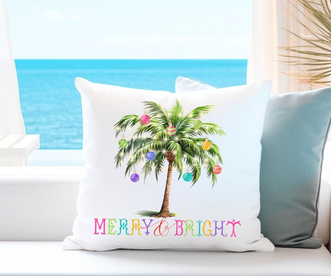Merry and Bright Palm Christmas Tree | Beach Holiday | Coastal ...