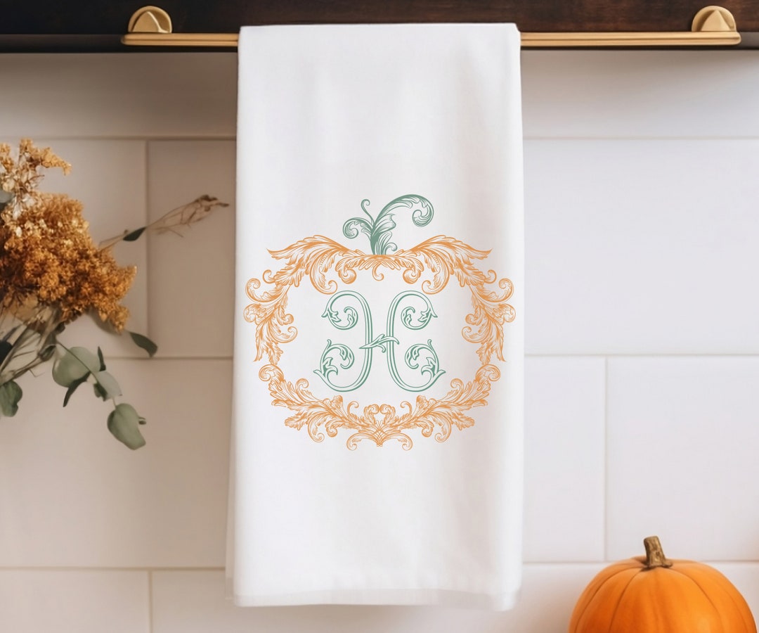 Personalized Pumpkin Tea Towel | Monogrammed Kitchen Towel | Fall ...