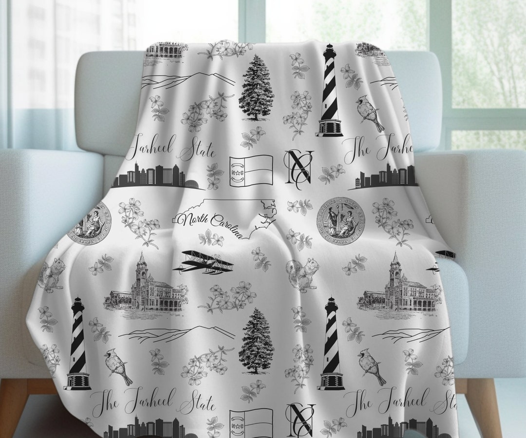 North Carolina Toile Throw Blanket | North Carolina Gift | Custom ...