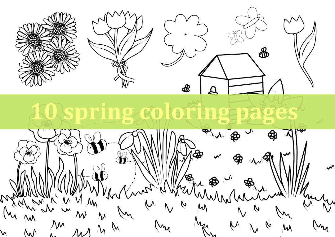 10 Spring Coloring Pages - Etsy