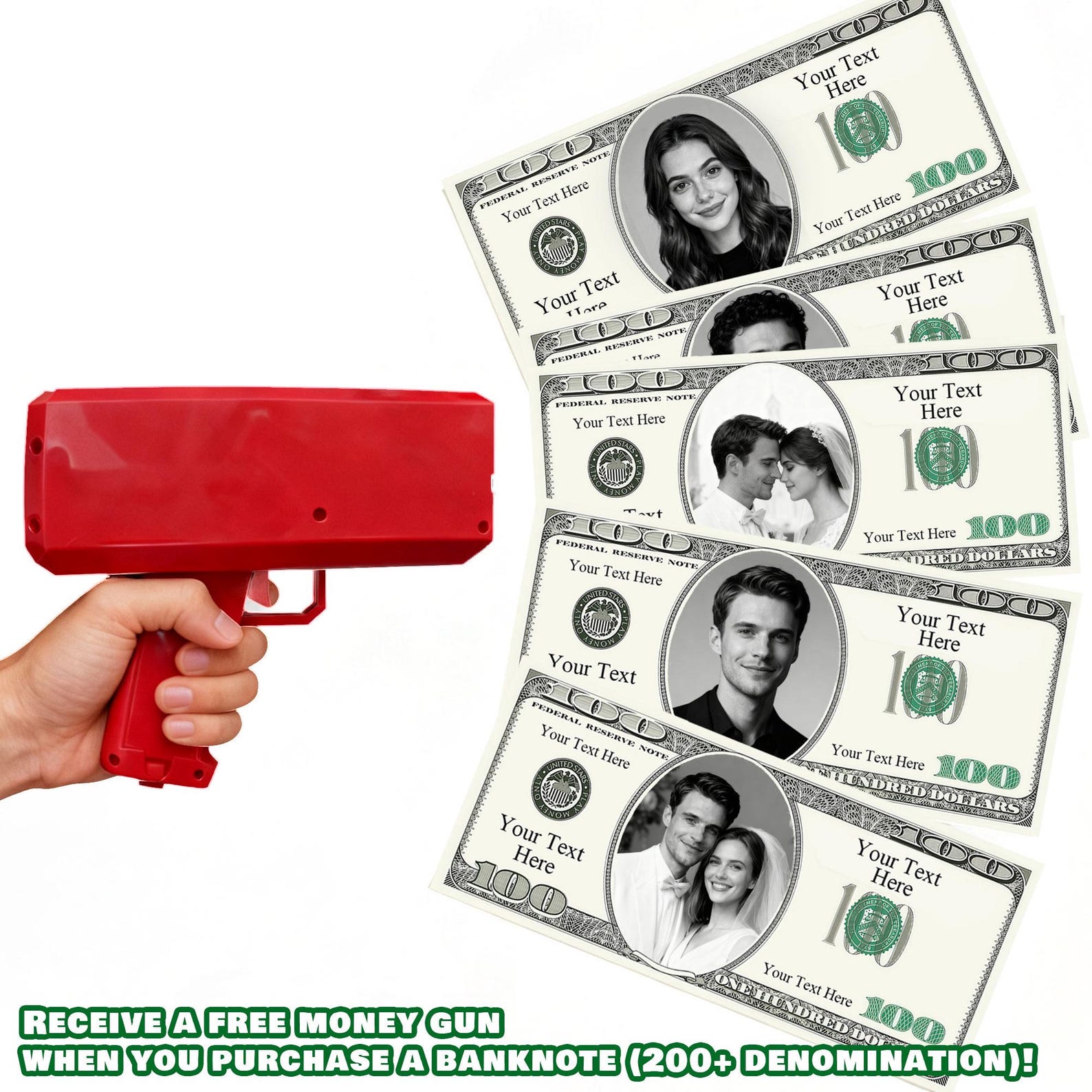 Custom 100 Dollar Bill With Your Photo - Personalized Fake Money for ...